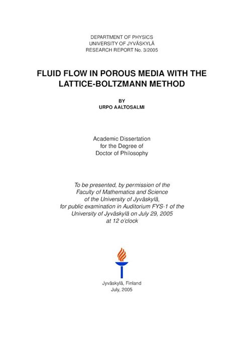 Pdf Fluid Flow In Porous Media With The Lattice Boltzmann Method