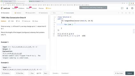 【每日一题】1004 Max Consecutive Ones Iii 9172020 Youtube