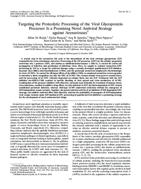 Pdf Targeting The Proteolytic Processing Of The Viral Glycoprotein
