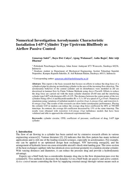 Numerical Investigation Aerodynamic Characteristic Installation I 65 Cylinder Type Upstream
