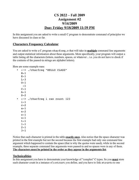 seminar assignments problem set 2 cs 2022 fall 2009 assignment due