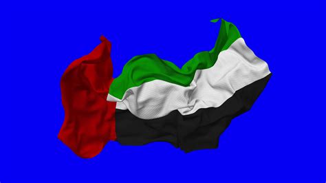 United Arab Emirates Flag Seamless Looping Flying In Wind Looped Bump Texture Cloth Waving Slow
