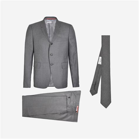 톰브라운 타이 로우 라이즈 스키니 트라우저 슈퍼 120s 트윌 하이 암홀 수트 미디움 그레이 Thom Browne Kream