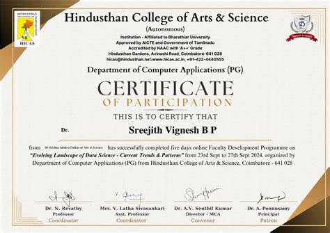 Dr Sreejith Vignesh B P Ph D On Linkedin Fdp Ski Srikrishnainstitutions It Datascience