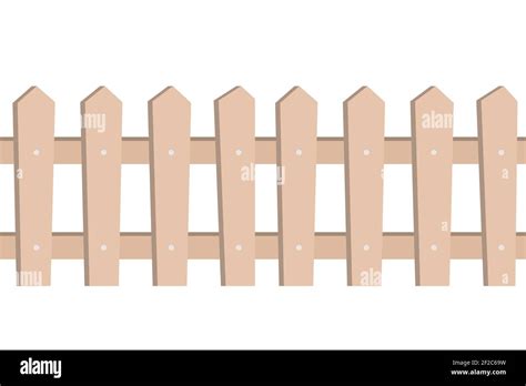 Wooden Fence Seamless Pattern On White Background Cartoon Vector