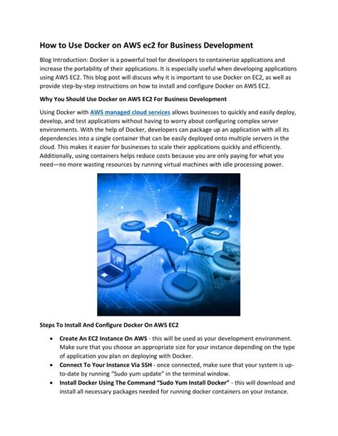 Ppt How To Use Docker On Aws Ec2 For Business Development 1 Powerpoint Presentation Id