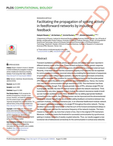 Pdf Facilitating The Propagation Of Spiking Activity In Feedforward