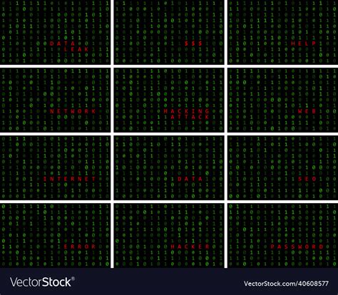 Binary Code String Zero One Coding With Different Vector Image