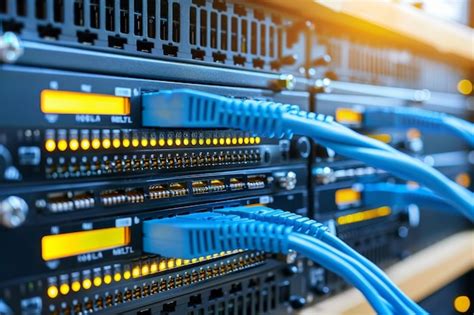 Network Panel With Switches And Cables In Data Center Room Modern Technology Infrastructure