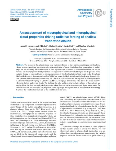 An Assessment Of Macrophysical And Microphysical Cloud Properties