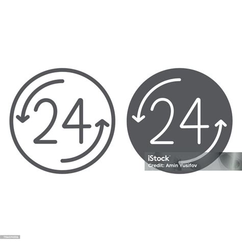 시계 기호 벡터 그래픽 흰색 배경에 선형 패턴 주위에 24 시간 라인과 문자 모양 아이콘 서비스 및 시간을 엽니 다 10에 대한 스톡 벡터 아트 및 기타 이미지 Istock