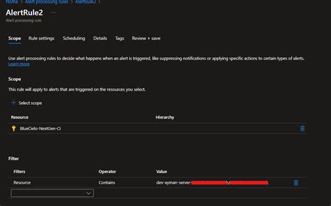 how to create an alert processing rule filtered on resource creation