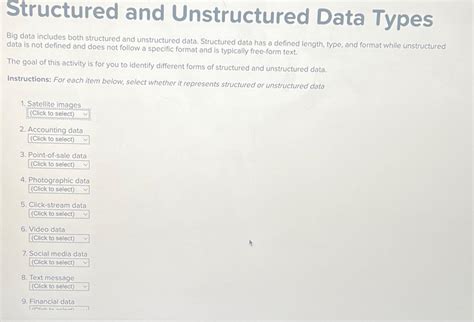 Solved Structured And Unstructured Data Typesbig Data