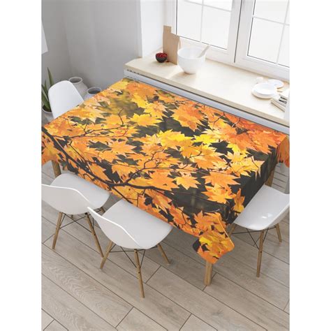 Прямоугольная скатерть Joyarty Кленовые ветви из сатена Tc 37671 120x145 выгодная цена отзывы