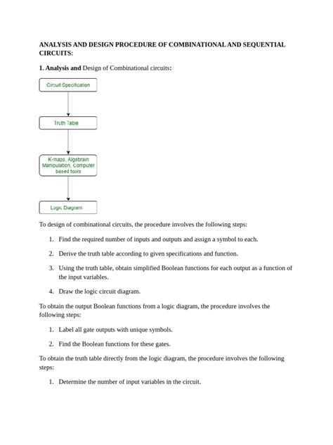 Analysis and Design Procedure of Combinational and Sequential Circuits | PDF