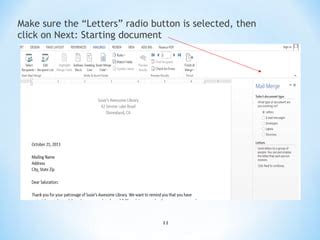 Mail Merge Define And Process On Mail Merge And REVIEW TAB PPT