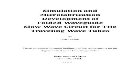 Pdf Simulation And Microfabrication Development Of Folded Waveguide