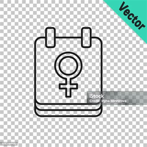 투명한 배경에 분리된 3월 8일 아이콘이 있는 검은색 선 달력입니다 국제 행복한 여성의 날 벡터 0명에 대한 스톡 벡터 아트 및