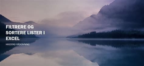 Sortere Og Filtrere Datalister I Excel Hogstad Rådgivning