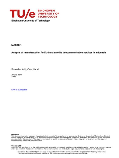 Analysis Of Rain Attenuation For Ku Band Satellite Telecommunication Services In Indonesia Pdf