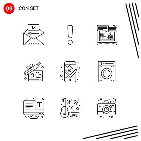 Collection Of 9 Vector Icons In Line Style Pixle Perfect Outline Symbols For Web And Mobile Line