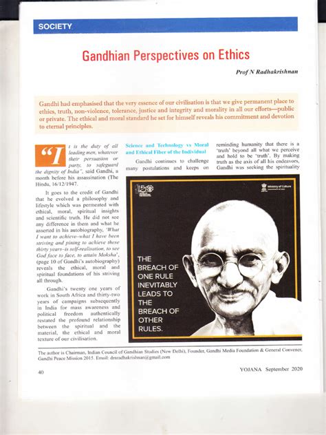 Gandhian Perspectives On Ethics 26 09 2020 Pdf Mahatma Gandhi Science