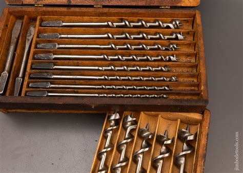 Complete Set Of Irwin Solid Center Stem Auger Bits In Original 2 Tier