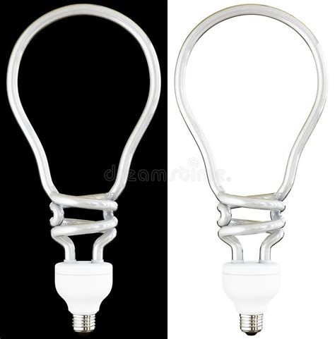 3d Fluorescent Lightbulb Shaped As A Brain Isolated On Black And White Background Stock