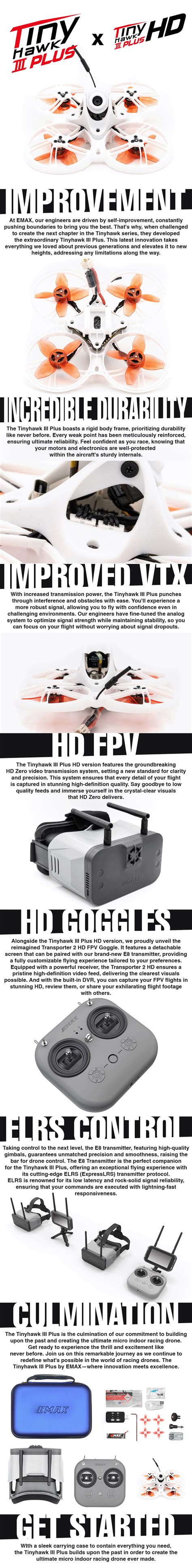 Emax Tinyhawk 3 Plus Fpv Racing Drone Rtf Analog Elrs — Pyrodrone