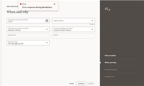 Error Response During Restaction In Core Hr Redwood — Cloud Customer Connect