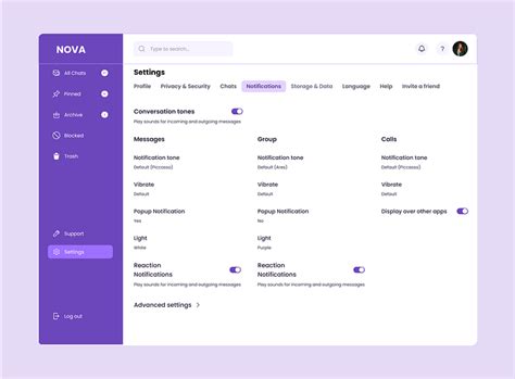 settings ui notifications by stella nk on dribbble
