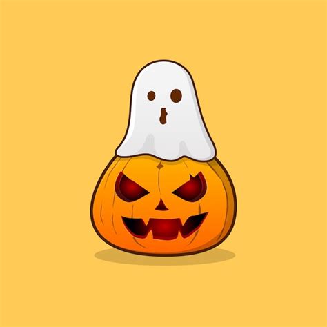 Premium Vector Pumpkin And Cute Ghost Illustration
