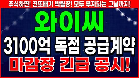 와이씨 추가 공급계약 확인 와이씨 주가 반등 ＜이때＞ 시작됩니다 와이씨 주가전망 및 대응 Youtube