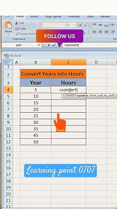How To Convert Years Into Hours Microsoftexcel Shorts Viral