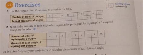 S1 Exercises Geometry Software 1 Use The Polygon Sum Conjecture