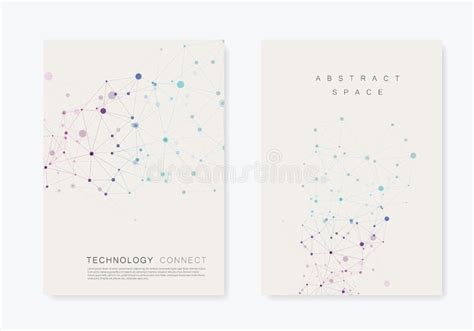Abstract Polygonal Geometric Shape With Molecule Structure Style Vector Brochure Design Stock