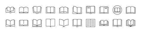 Book As Reading Simple Isolated Line Icons Collection Editable Stroke