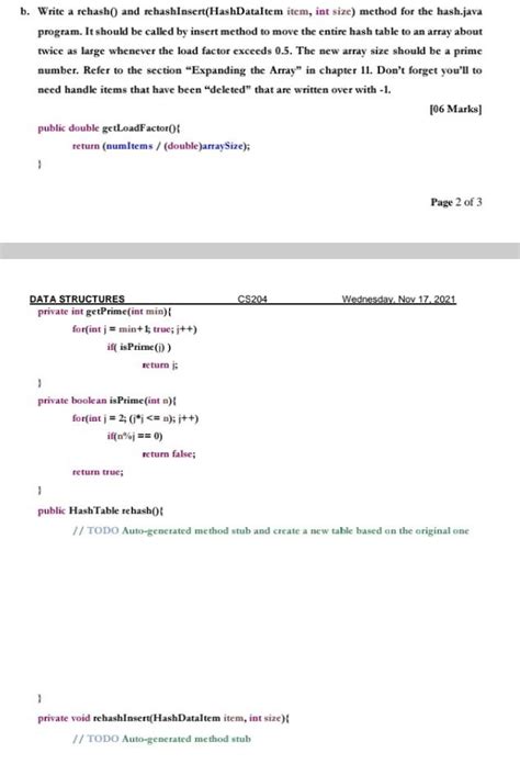 Solved B Write A Rehash And Rehashinserthashdataitem
