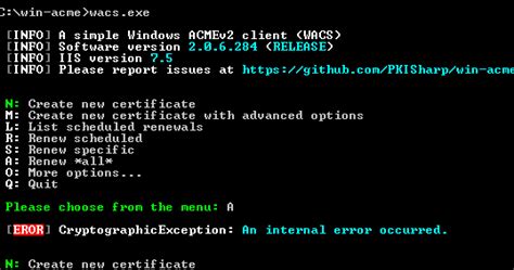 Cryptographic Exception When Trying To Renew Certificate · Issue 1194