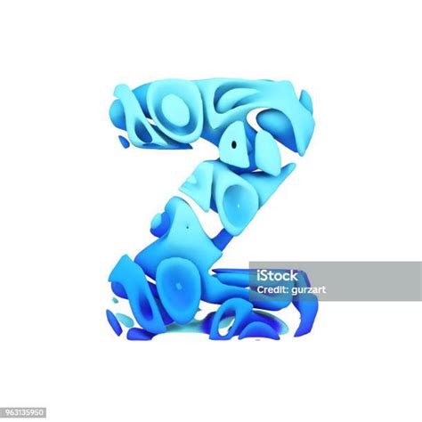 알파벳 대문자 Z 편지입니다 파란색 글꼴의 물에 잉크 시작 했다 3d 렌더링에 고립 된 흰색 배경 구아슈에 대한 스톡 사진 및 기타 이미지 Istock