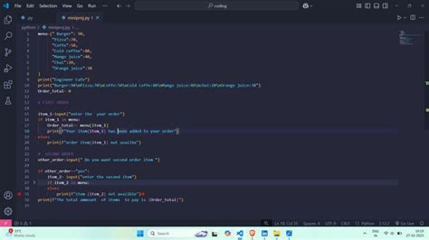 Conditional Based A Simple Mini Python Project Order System In Cafe