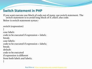 All About Decision Making Statements In Php PPT