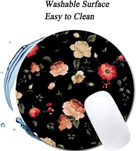 Badu Bg Изкуство Красиви цветя Подложка за мишка Кръгла неплъзгаща се гумена подложка за мишка