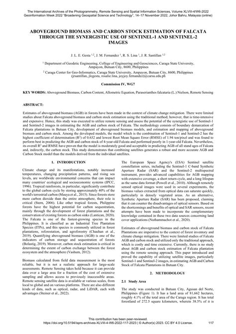 Pdf Aboveground Biomass And Carbon Stock Estimation Of Falcata Through The Synergistic Use Of