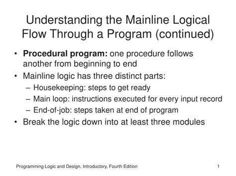 Ppt Understanding The Mainline Logical Flow Through A Program