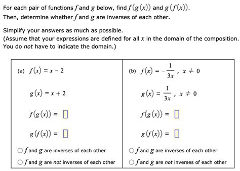 Answered For Each Pair Of Functions Fand G Bartleby
