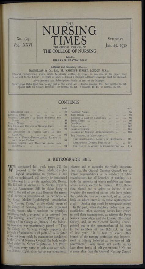 Issue 1291 1930 01 25 Nursing Times