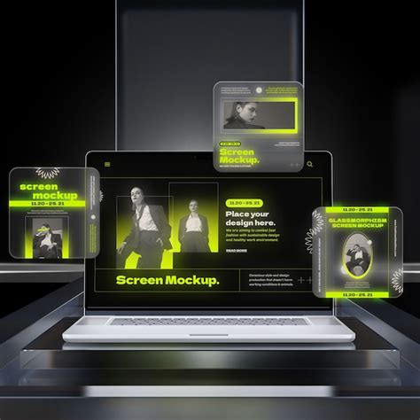 Glassmorphism Laptop Laptop Premium Psd