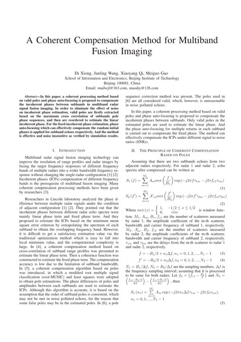 Pdf A Coherent Compensation Method For Multiband Fusion Imaging