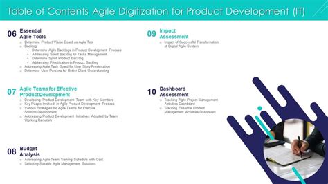 Agile Digitization For Product Table Of Contents Agile Digitization Product Development It
